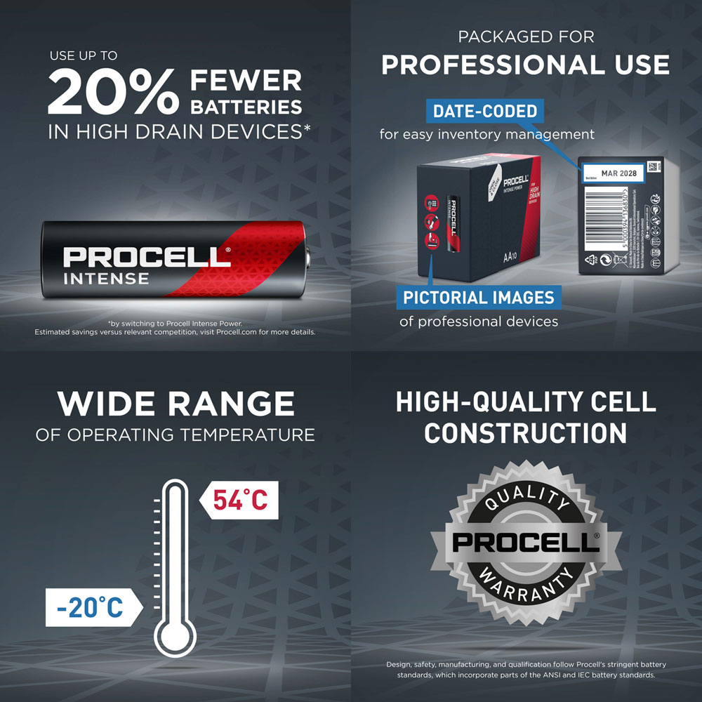 Duracell Procell Intense AA Alkaline Batteries (10 Pack) - Everything Audio